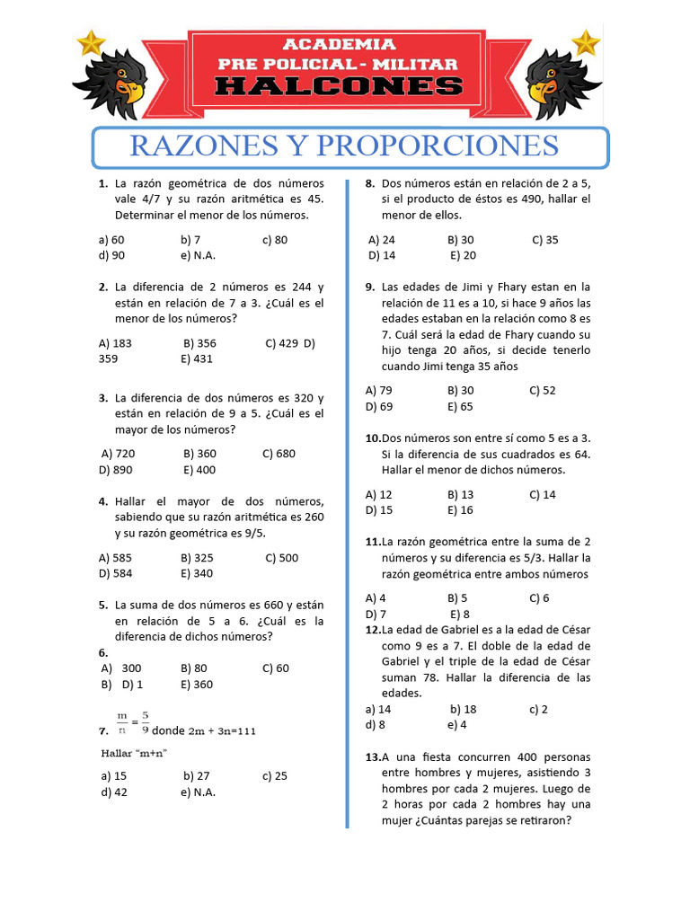 Razones y Proporciones | PDF