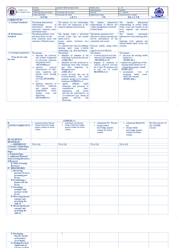 Q2 Mapehdll Week 0 | PDF | Learning | Cognition
