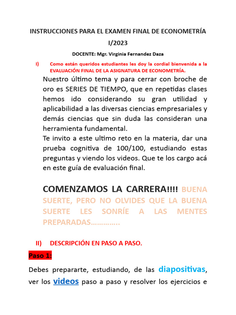 Examen Final de Econometría Series de Tiempo | PDF | Crecimiento personal y profesional