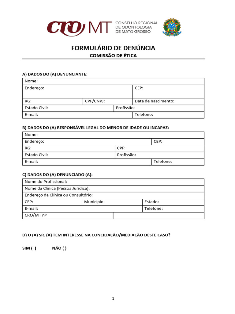 Formulario De Denuncia Mt Pdf