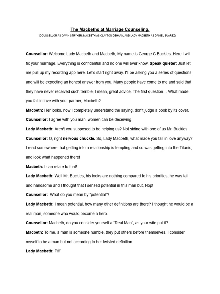 Macbeths' Marriage Counseling Session | PDF | Macbeth