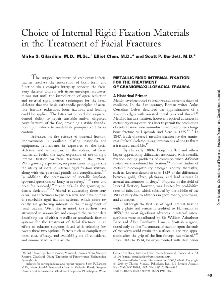 Choice of Internal Rigid Fixation Materials | PDF | Stainless Steel | Steel