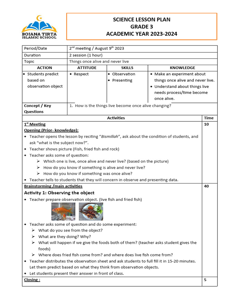 G3 - Science - 2nd Meeting (Once Alive and Never Live) | PDF ...