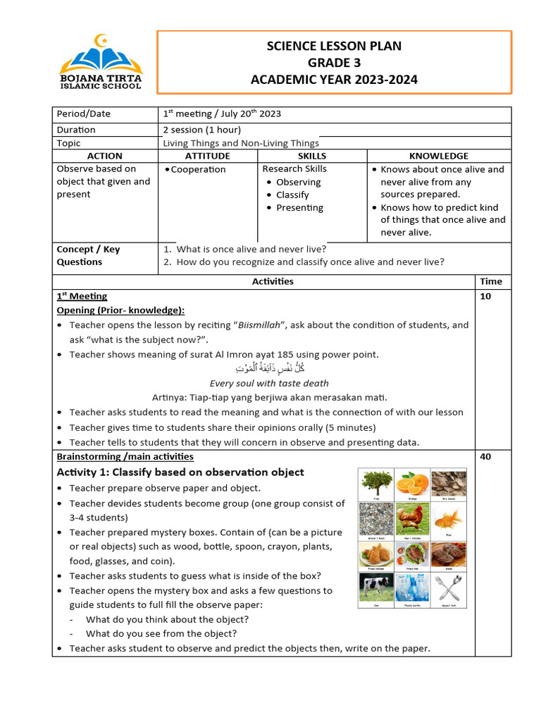 G3 - Science - 1st Meeting (Once Alive and Never Live) | PDF | Science ...
