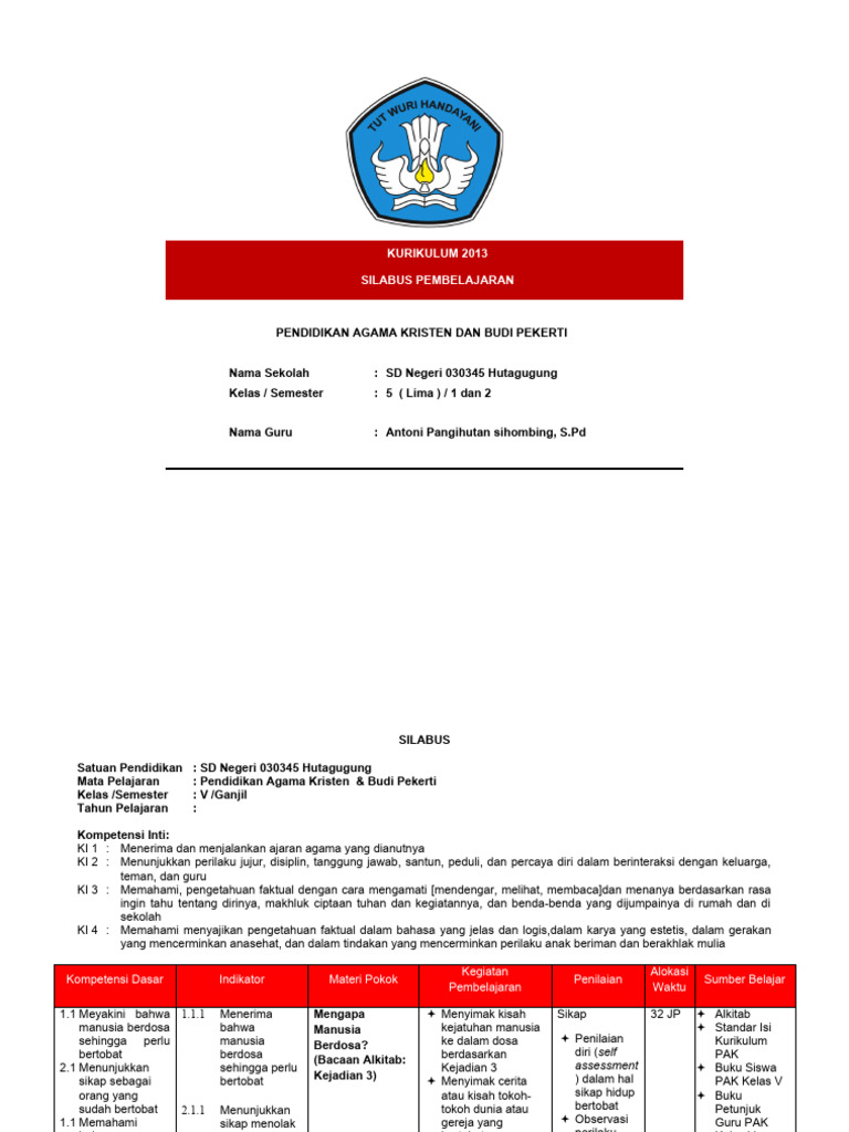 Sillabus Kelas 5 | PDF