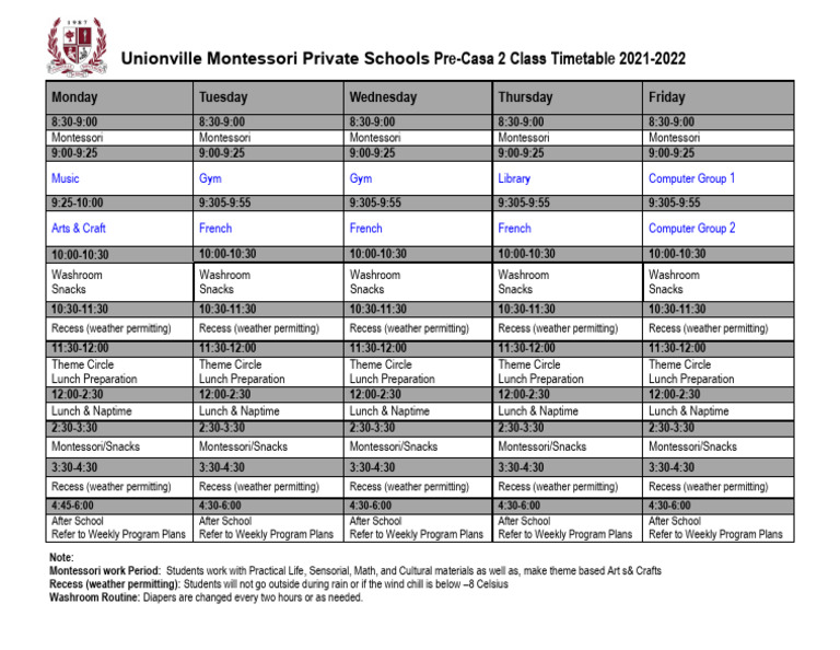 Pre Casa 2 Schedule 2021-2022 | PDF