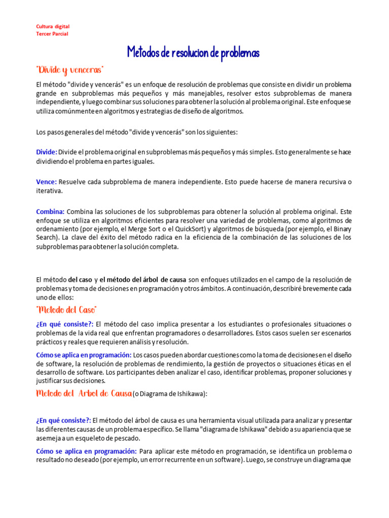 Métodos de Resolucion de Problemas | PDF | Método científico | Software