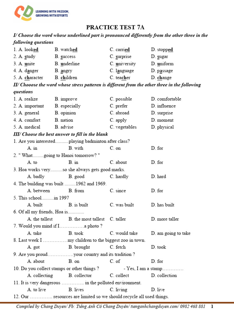 Practice Test 7A | PDF