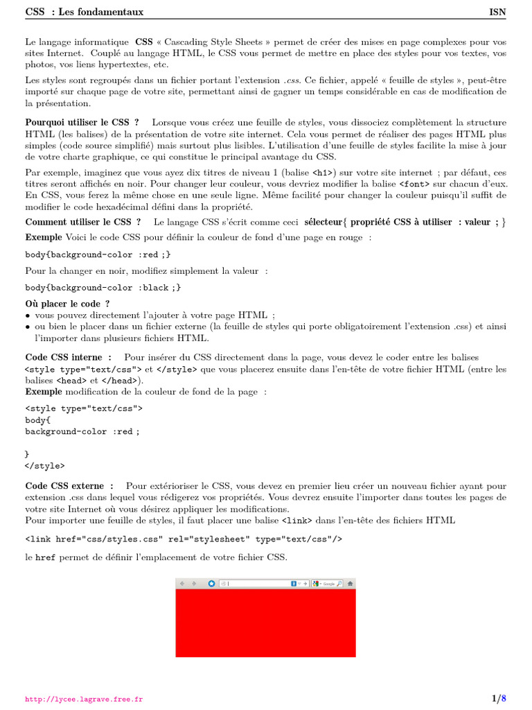 Langage Css Papier | Download Free PDF | Langage de balisage | Html