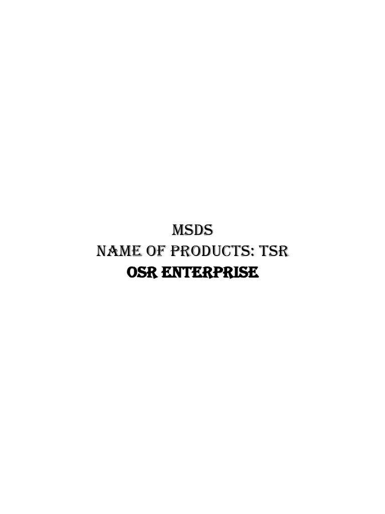 Fiche de sécurité TSR d'OSR Enterprise | PDF