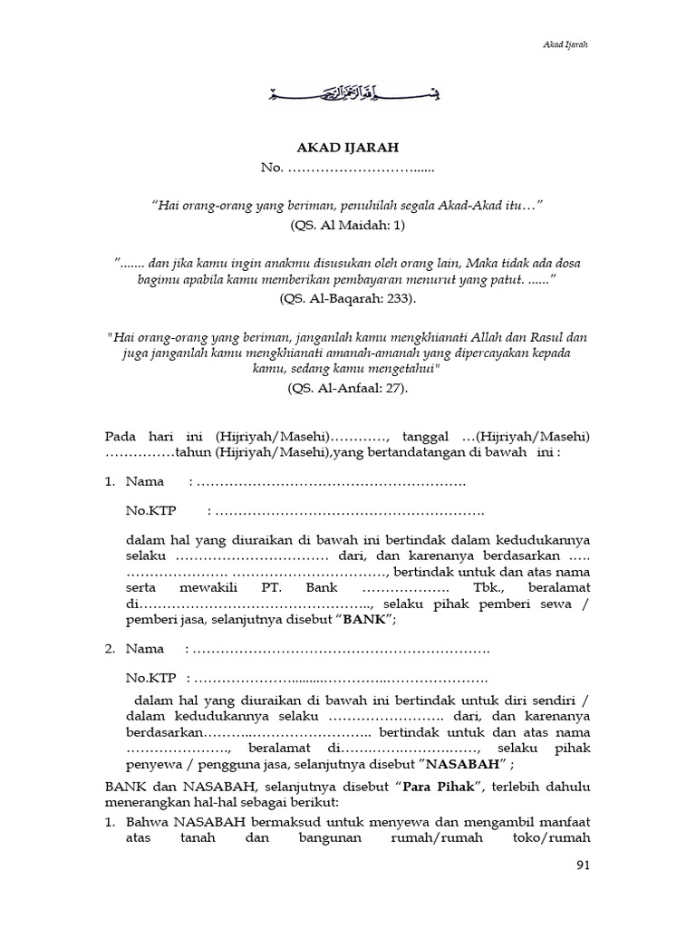 Template Akad Ijarah PHS Kongsi | PDF