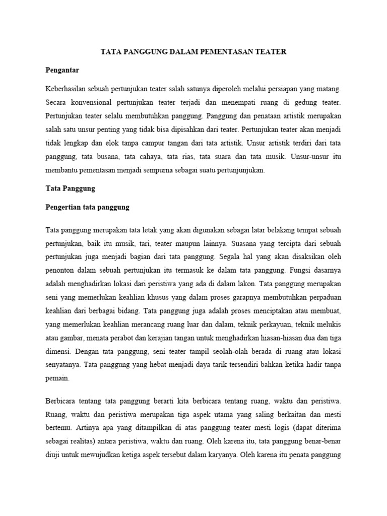 Panggung Dan Penataan Artistik Atau Skenografi | PDF | Seni