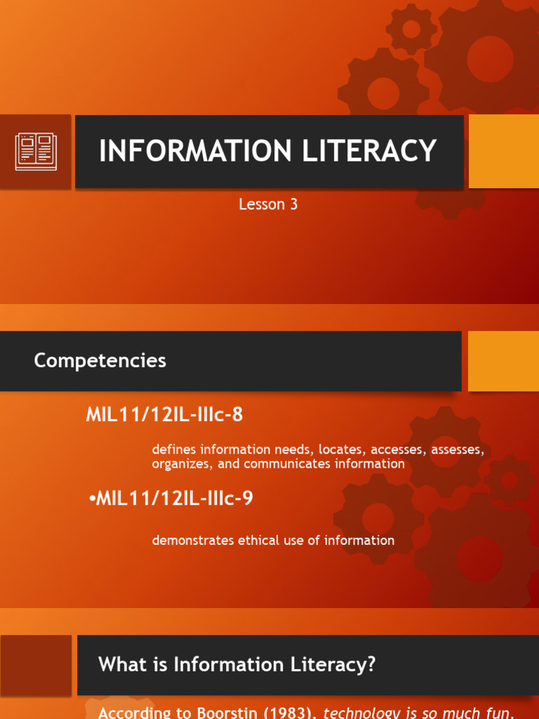 Lesson 3 - Information Literacy | PDF | Information Literacy | Information