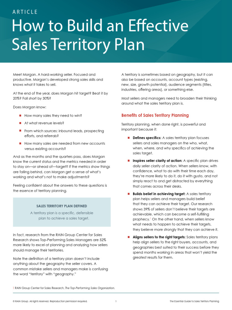 How To Build An Effective Sales Territory Plan | PDF | Sales | Goal