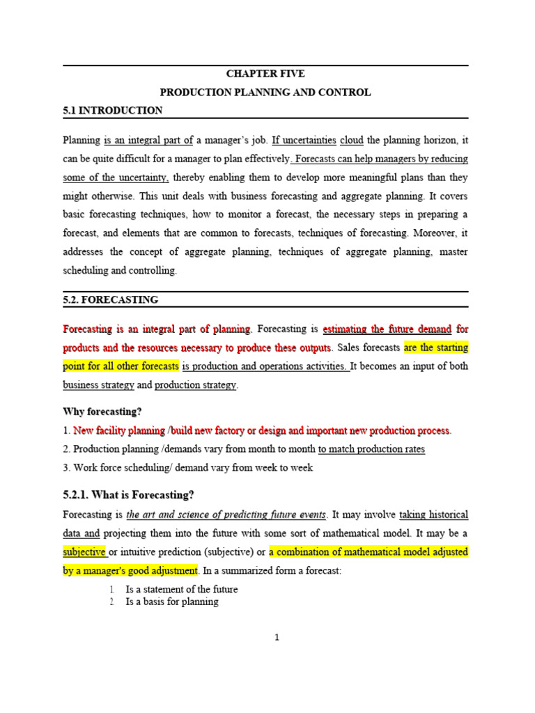 Unit 5 OM Edited | PDF | Forecasting | Moving Average