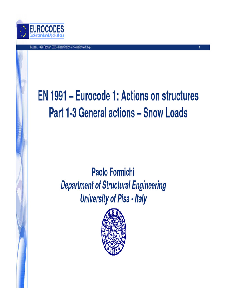 EN1991 - 3 - Snow Loads | PDF | Snow | Roof