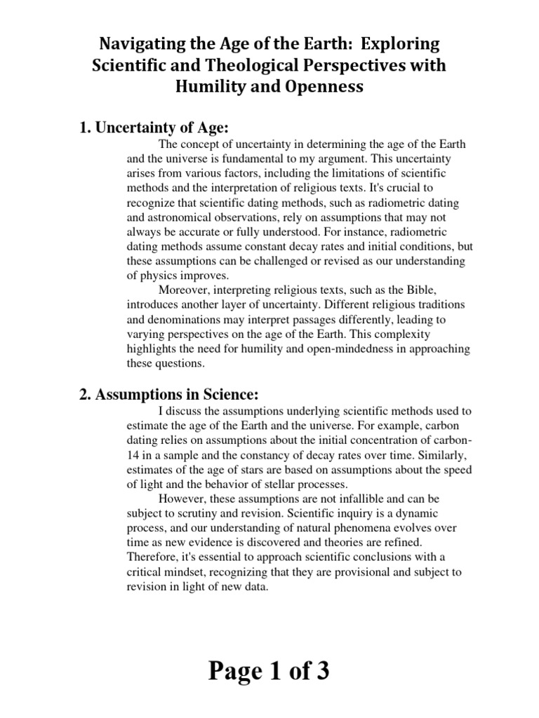 Navigating The Age of The Earth: Exploring Scientific and Theological ...