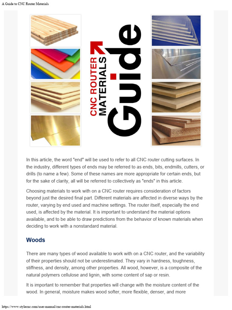 CNC Router Material Selection Guide | PDF | Composite Material | Wood