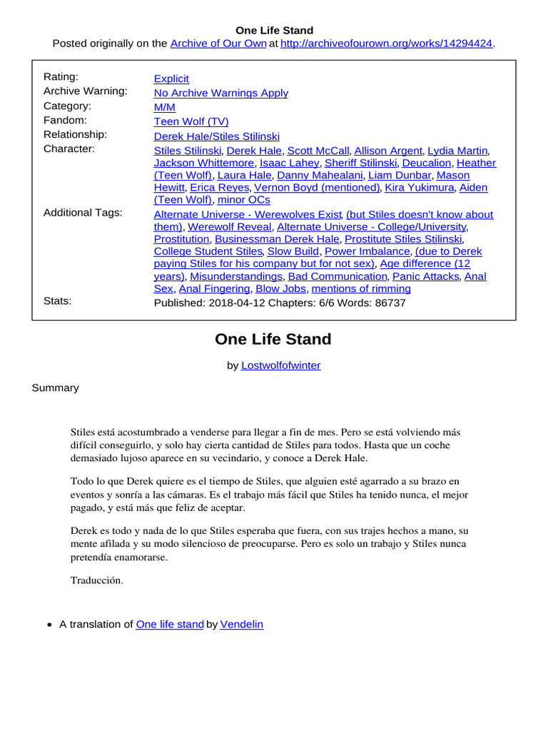 One Life Stand | PDF | Verdad | Ascensor
