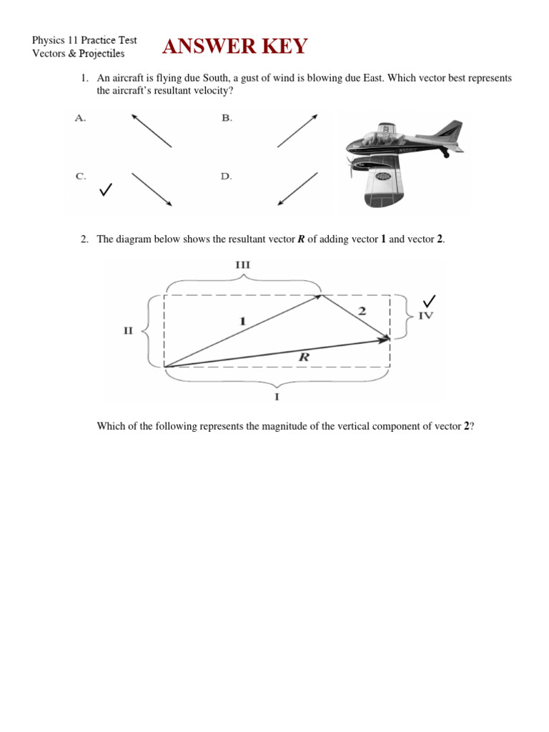 PH 11 Vector and Projectile Practice Test Key 2023 | PDF | Euclidean ...