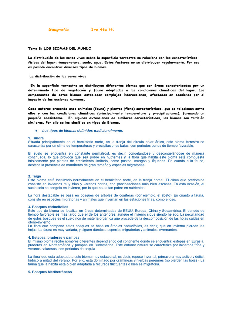 1ro 4ta tp14 - Biomas | PDF | Ecología de sistemas | Organismos