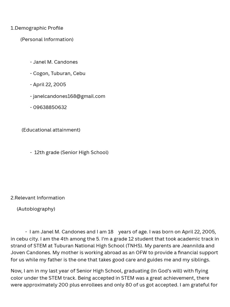 Demographic Profile | PDF | Psychological Concepts | Psychology