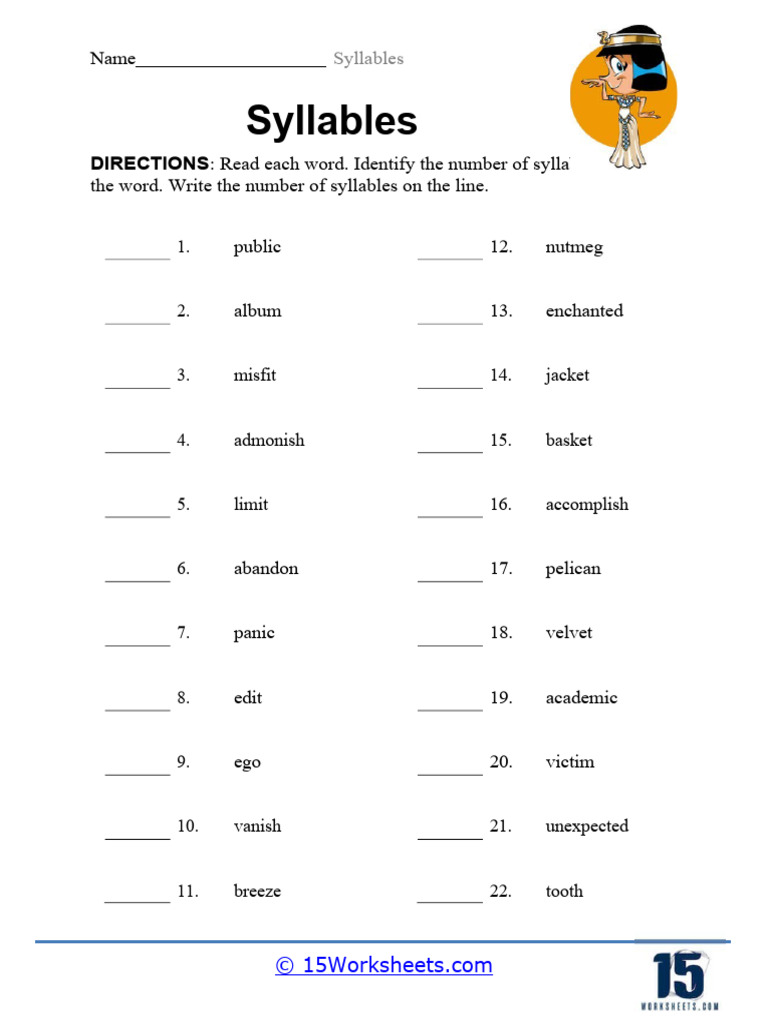 Syllables: DIRECTIONS: Read Each Word. Identify The Number of Syllables in | PDF