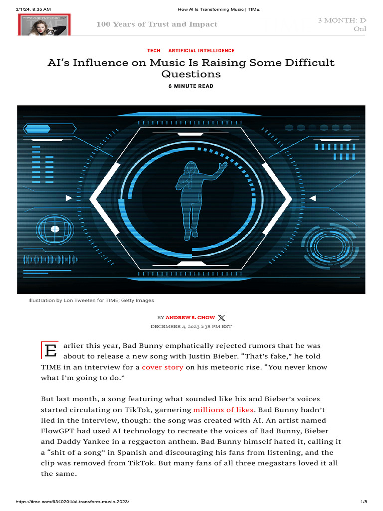 How AI Is Transforming Music - TIME | PDF | Artificial Intelligence ...