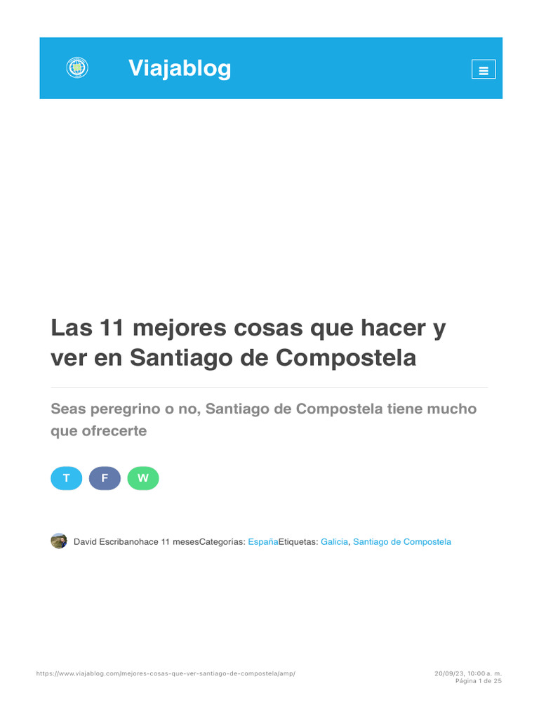 Las 11 Mejores Cosas Que Hacer y Ver en Santiago de Compostela - Viajablog | PDF | Santiago de ...