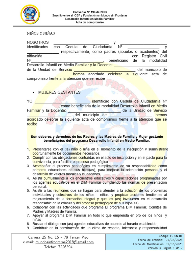 Formato Acta de Compromiso para Carpetas Ok | PDF | Maestros