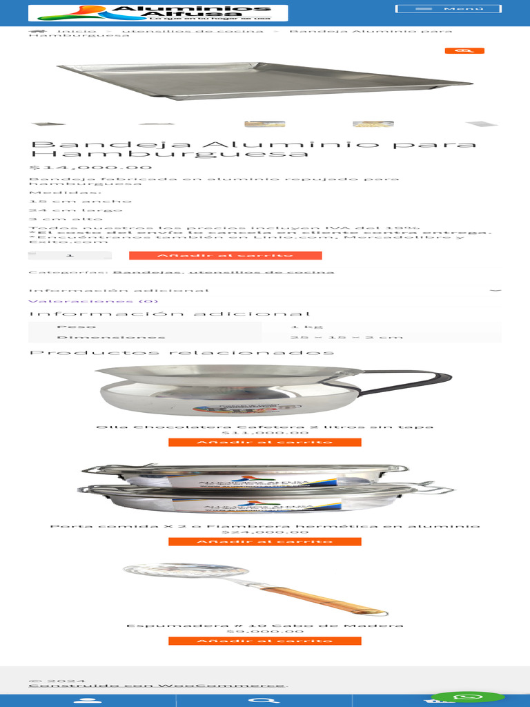 Bandeja Aluminio para Hamburguesa | PDF