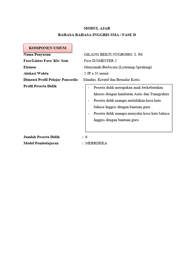 Modul Ajar Gilang | PDF