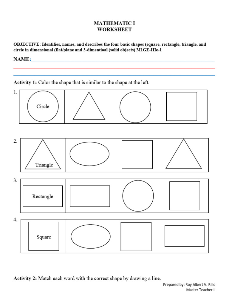 Geometric Representation - E1 - Math1 | PDF | Shape | Mathematical Objects