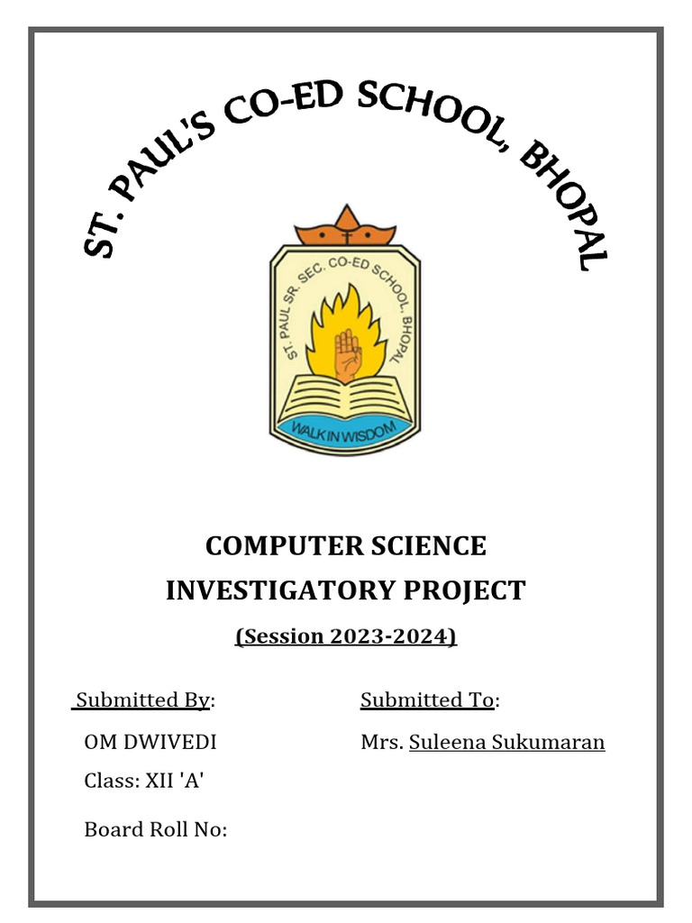 Computer Science Project FINAL 3.2 | PDF