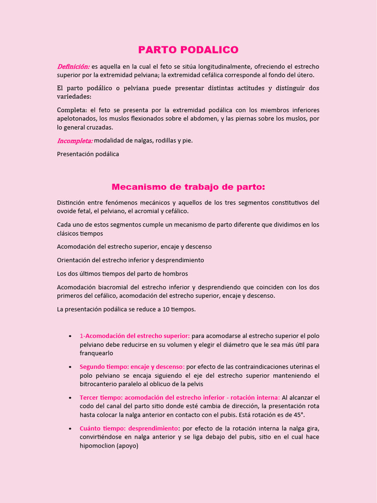 Parto Podálico: Mecanismos y Maniobras | PDF | Parto | Feto