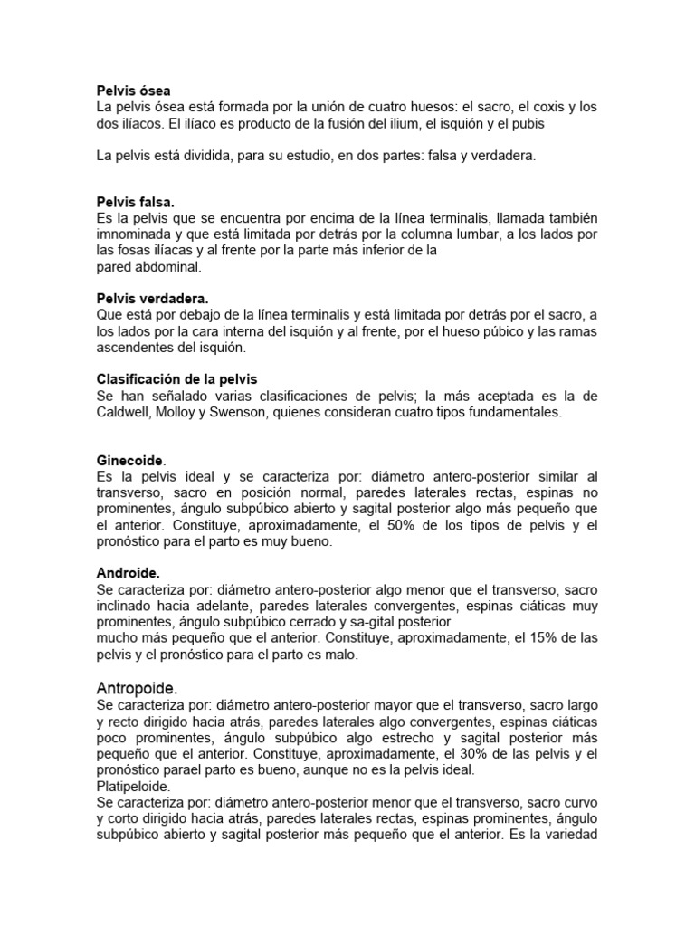 Anatomia de La Pelvis. Clasificacion y Metodos de Exploracion. | PDF ...