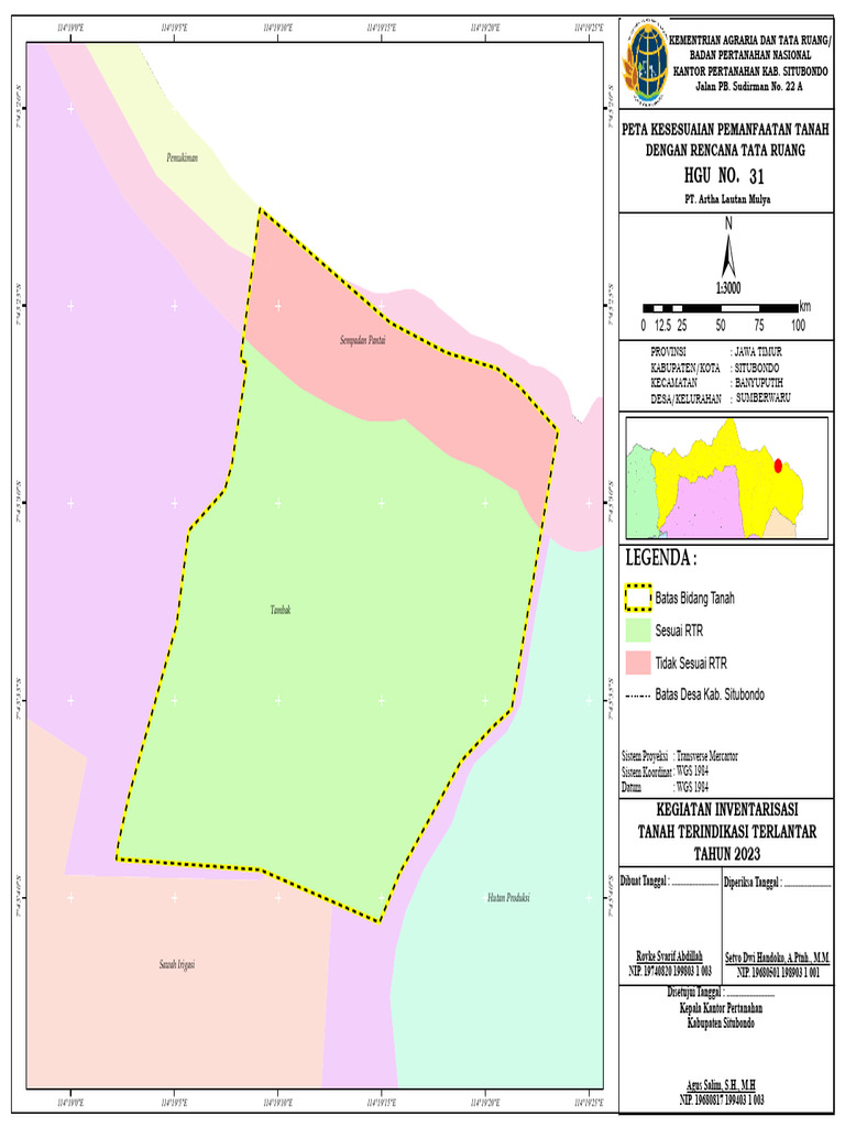 Peta Pemanfaatan Tanah Situbondo 2023 | PDF
