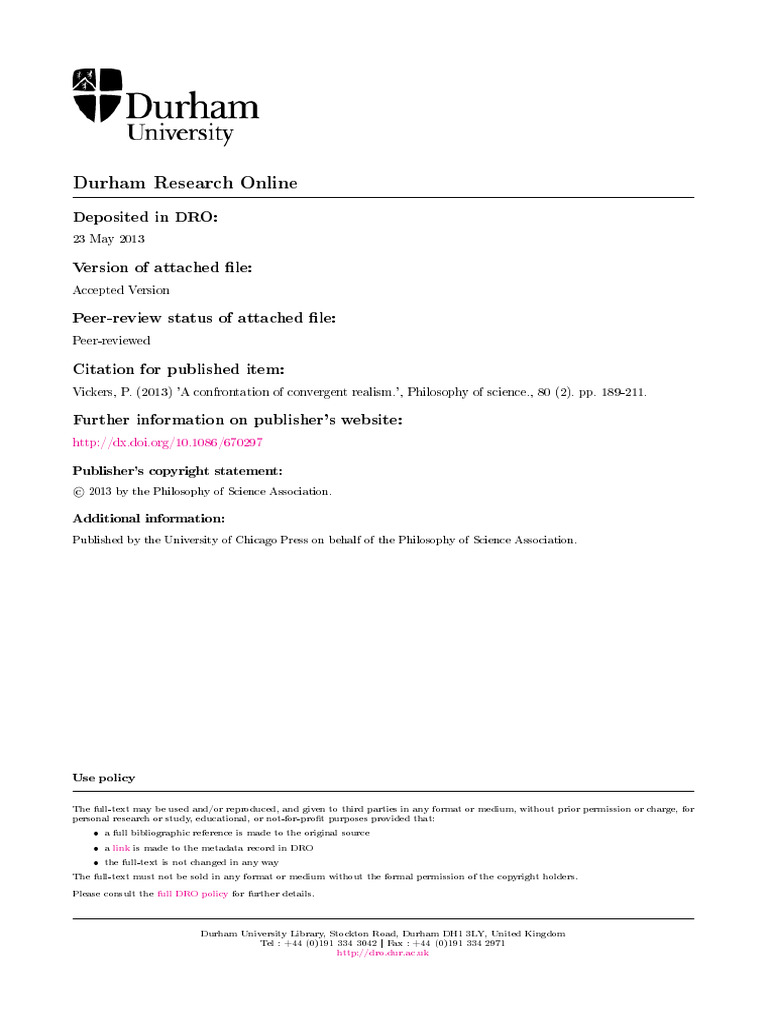 A Confrontation of Convergent Realism | PDF | Physics | Science