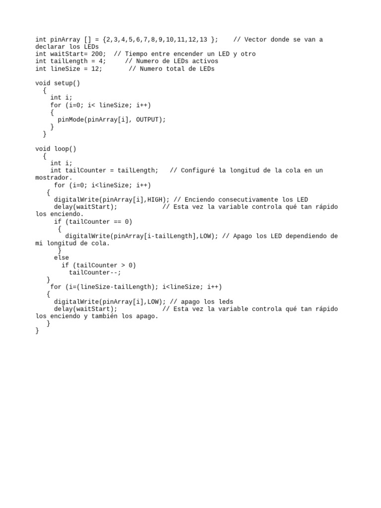 Encender Una Secuencia Varios Led Arduino | PDF
