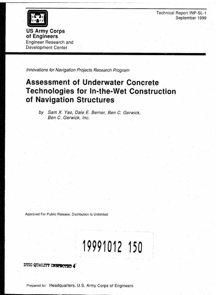 Assessment of Underwater Concrete Technology For In-Wet Construction ...