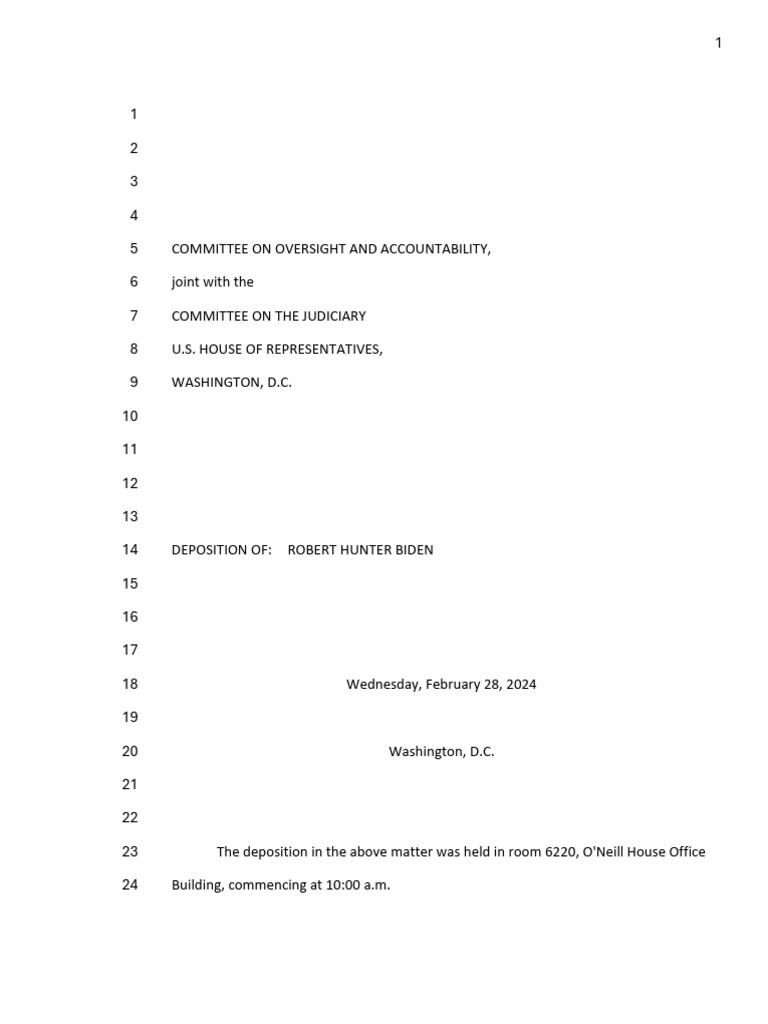 Hunter Biden Transcript Redacted | PDF | Deposition (Law)