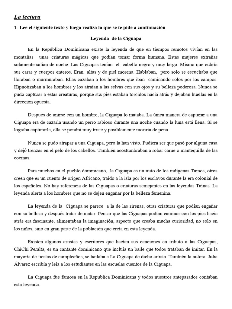La Leyenda de la Ciguapa | PDF