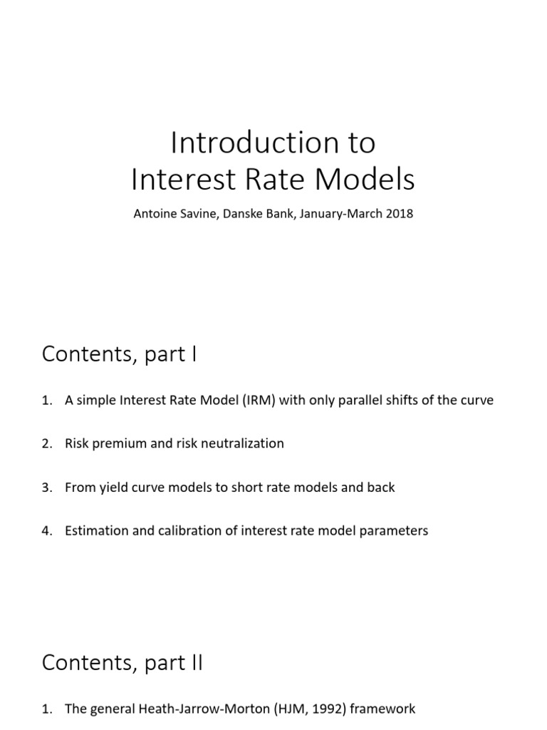 1 - Introduction To Interest Rate Models | PDF