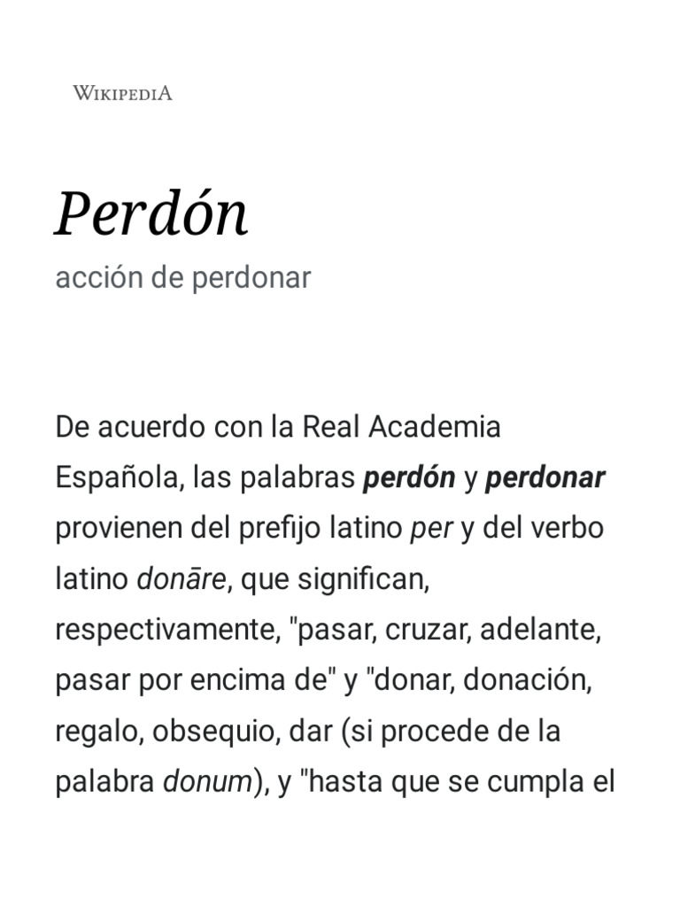 Perdón - Wikipedia, La Enciclopedia Libre | PDF | Perdón | Perdón