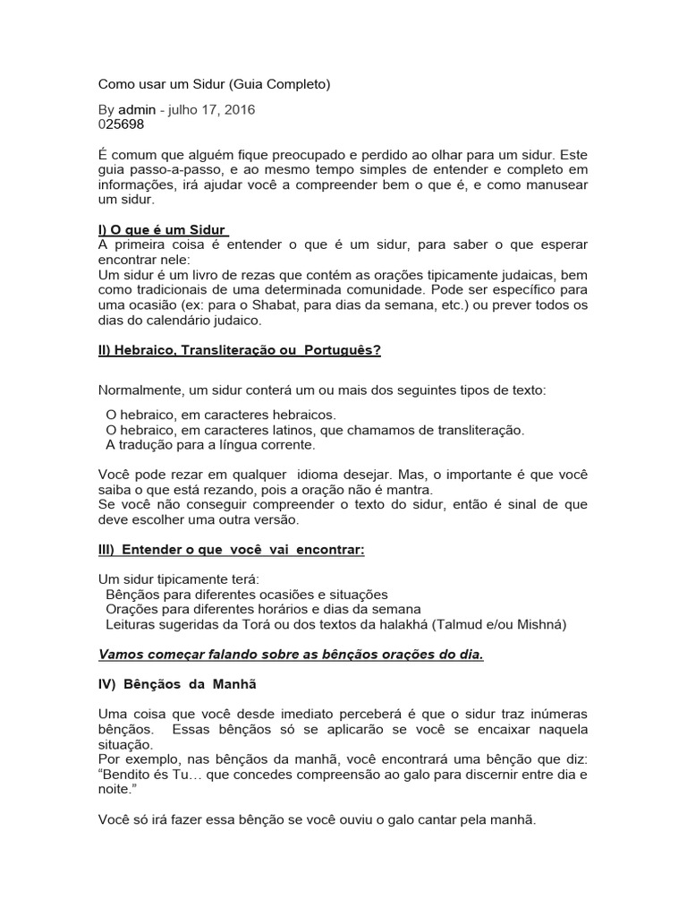 Como Usar Um Sidur | PDF | Oração | Sidur