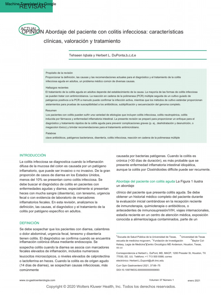 Colitis Infecciosa | PDF | Diarrea | Infección