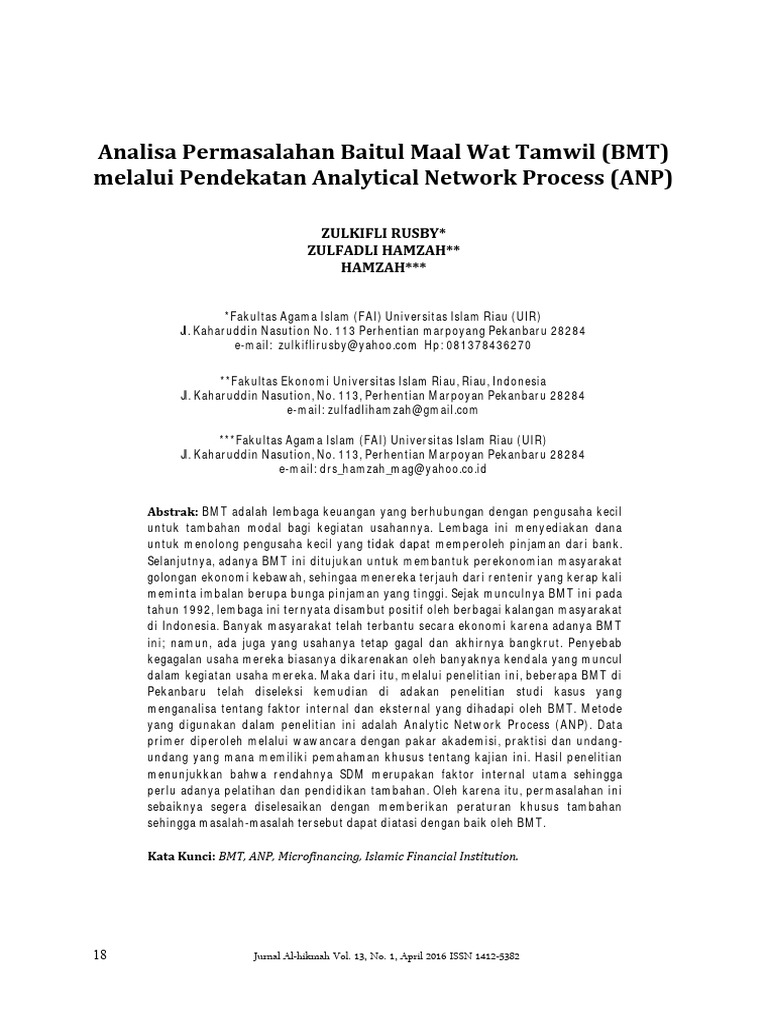 Analisa Permasalahan Baitul Maal Wat Tamwil (BMT) | PDF | Bisnis