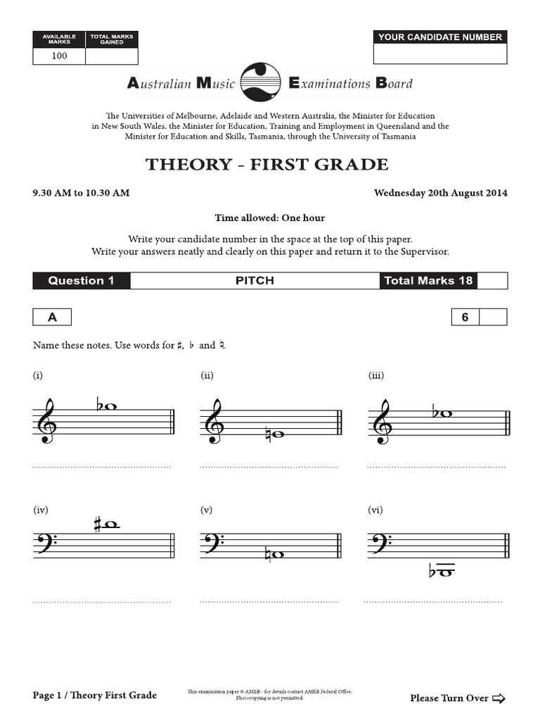 Grade 1 Theory August 2014 - Print-Ready | PDF