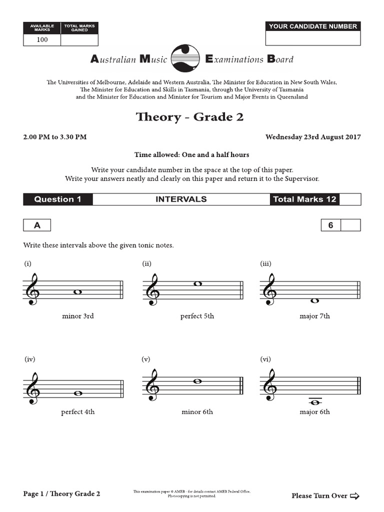 Grade 2 Theory August 2017 | PDF