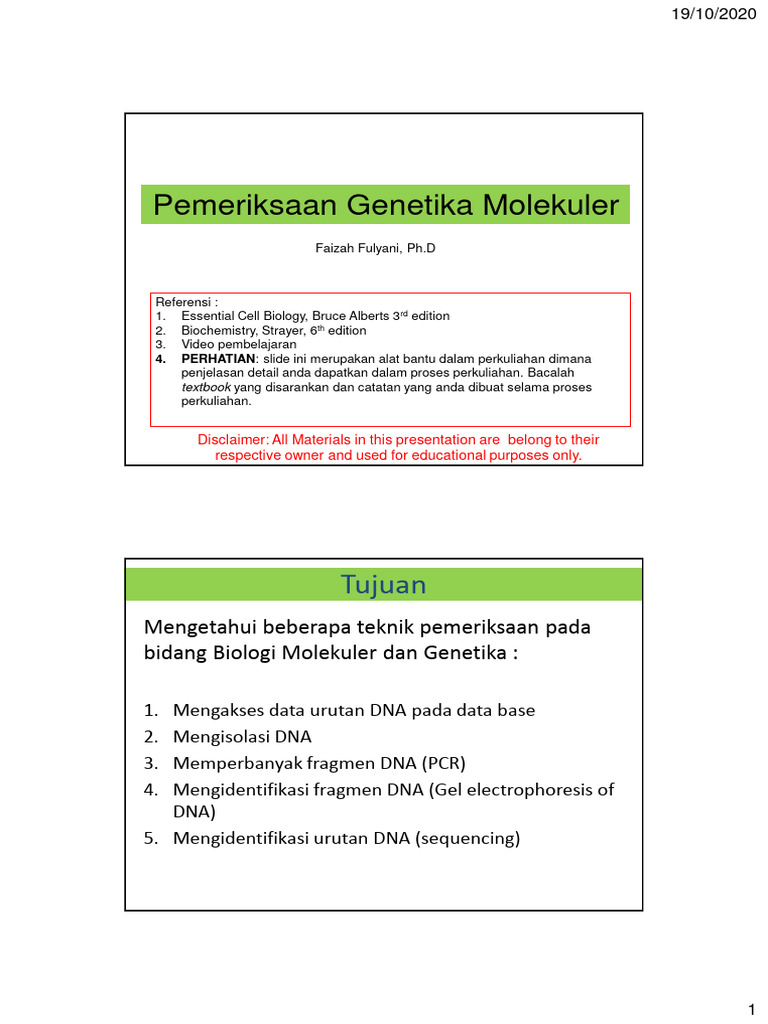 Teknik Pemeriksaan Genetika Molekuler | PDF | Sains & Matematika